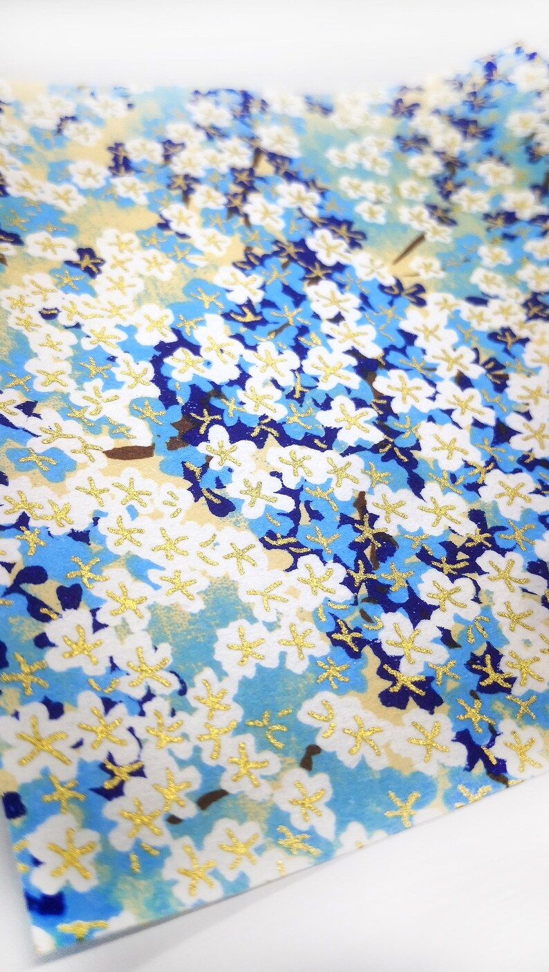 Japanese Yuzen Chiyogami Washi Paper Blue Cherry Blossom - Etsy