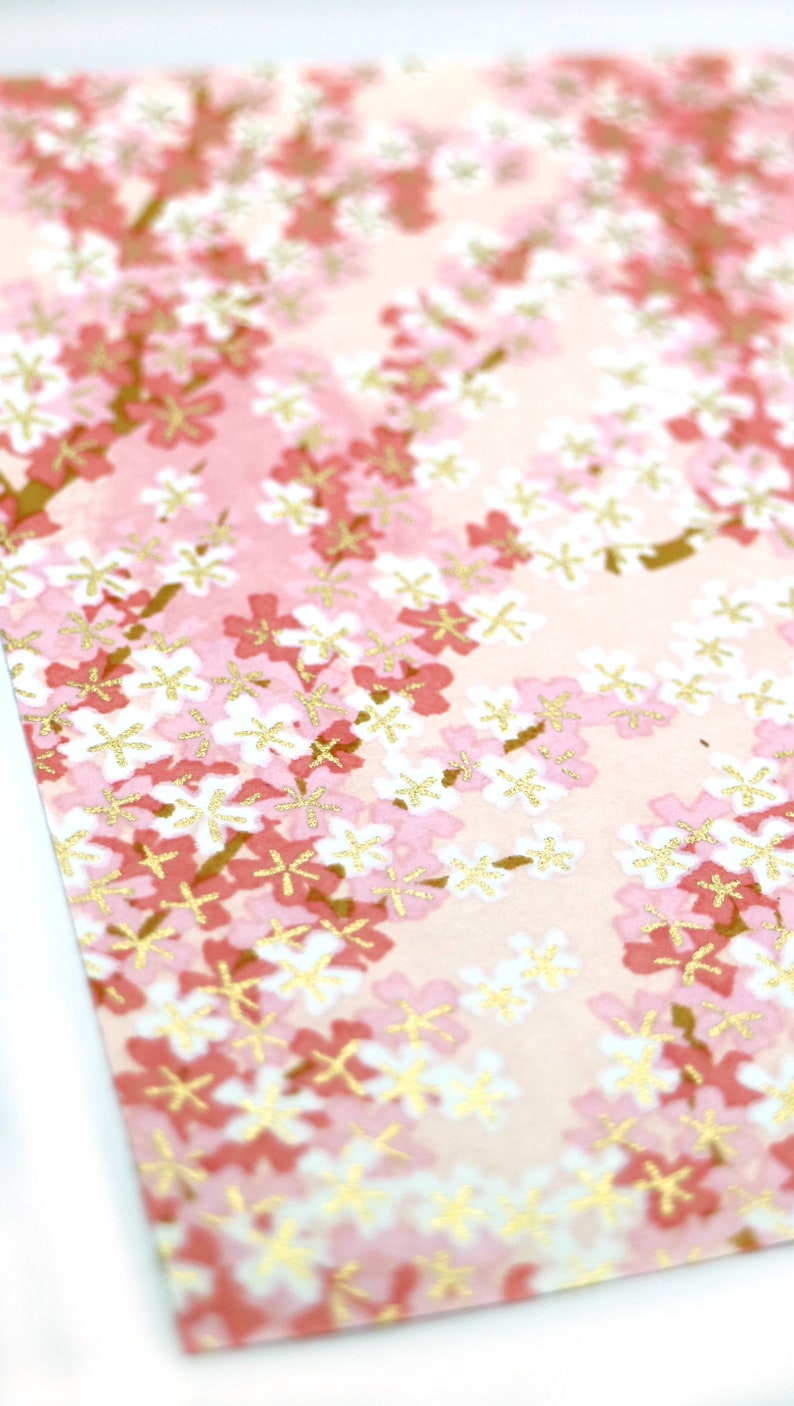 Japanese Yuzen Chiyogami Washi Paper Peach Sakura Origami - Etsy