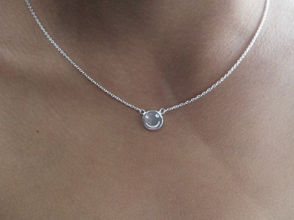925 Sterling Silver Chain With Smile Charm Diameter 0.8 - Etsy