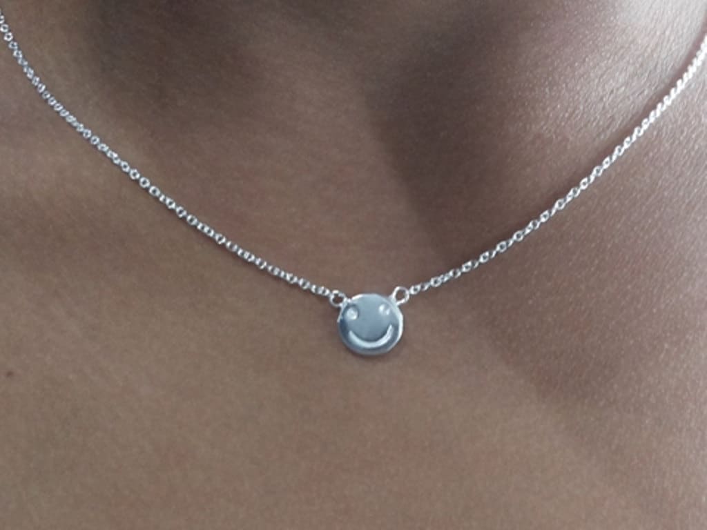 925 Sterling Silver Chain With Smile Charm Diameter 0.8 - Etsy