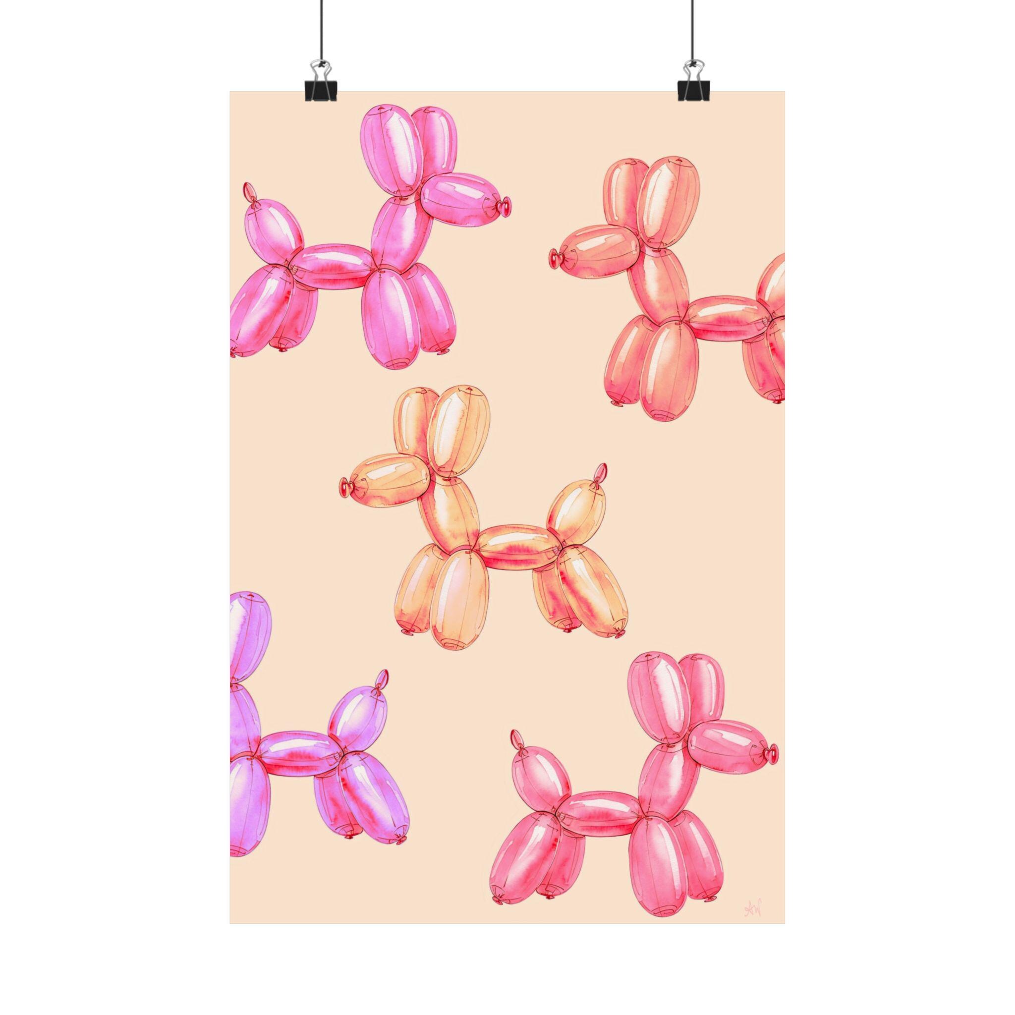 Balloon Dog Art Poster, Cute Pop Art Matte Print, Vertical Wall Decor ...