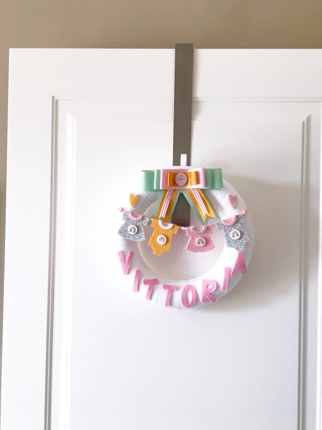 Large Birth Crown for Newborn White Mustard Pink and Green - Etsy