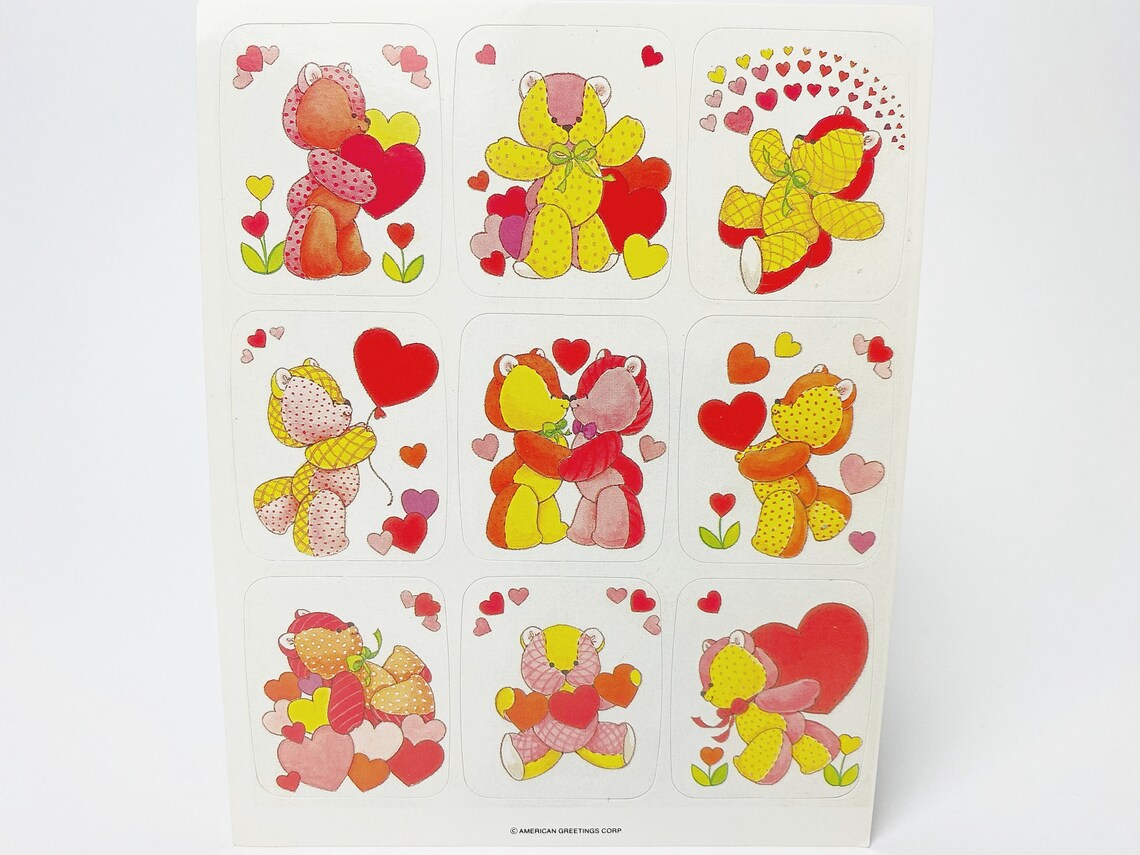 Vintage Teddy Bear Sticker Sheet 80s American Greeting - Etsy