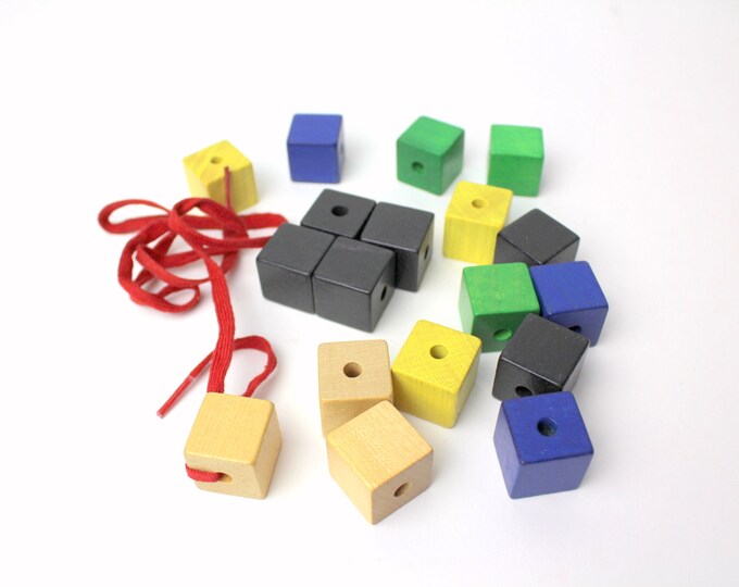 Vintage Wooden Threading Beads Toy - New - Children's Lacing Toy ...