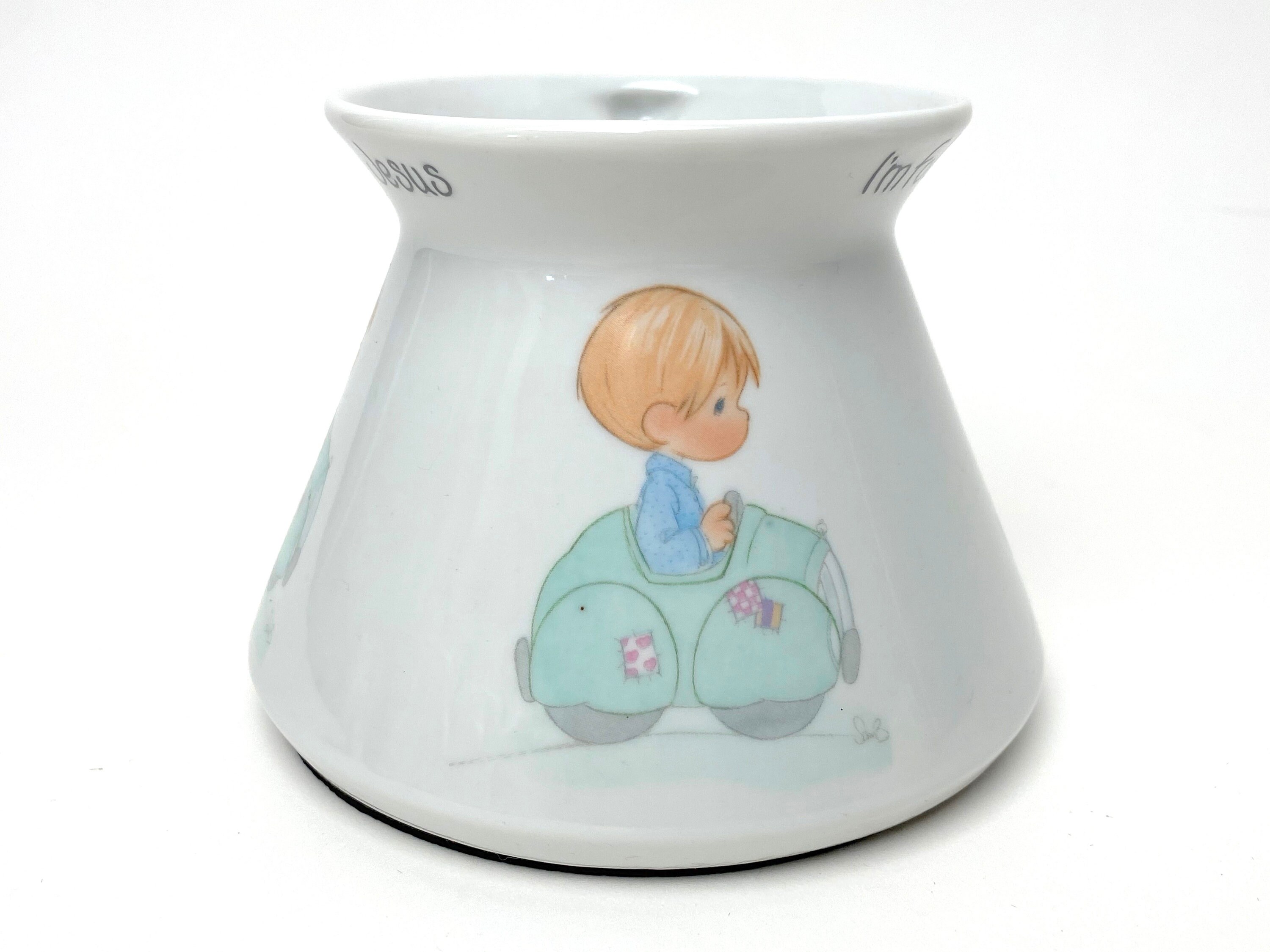 Vintage Precious Moments Weighted Coffee Mug Boy Driving a - Etsy