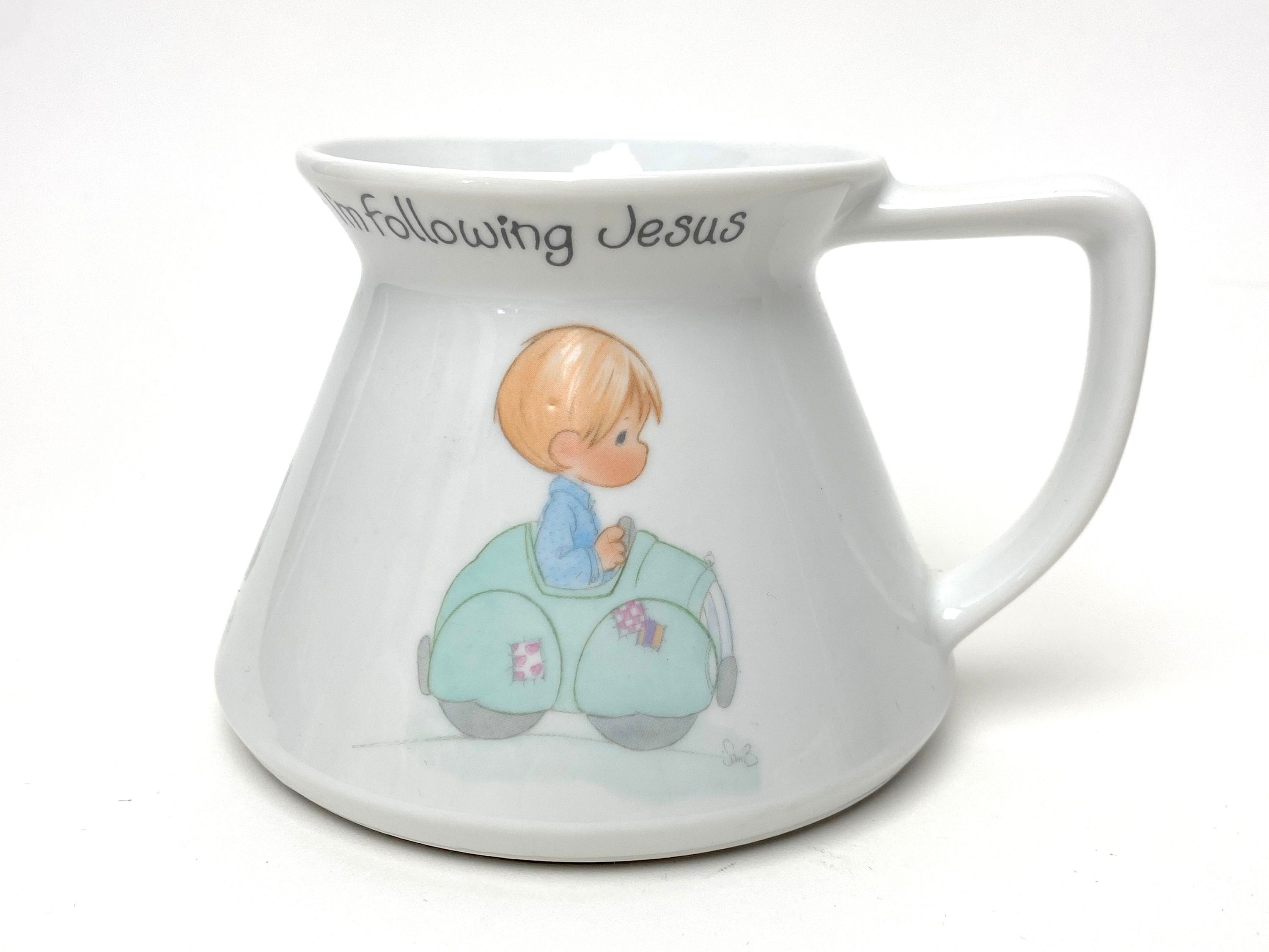 Vintage Precious Moments Weighted Coffee Mug Boy Driving a - Etsy