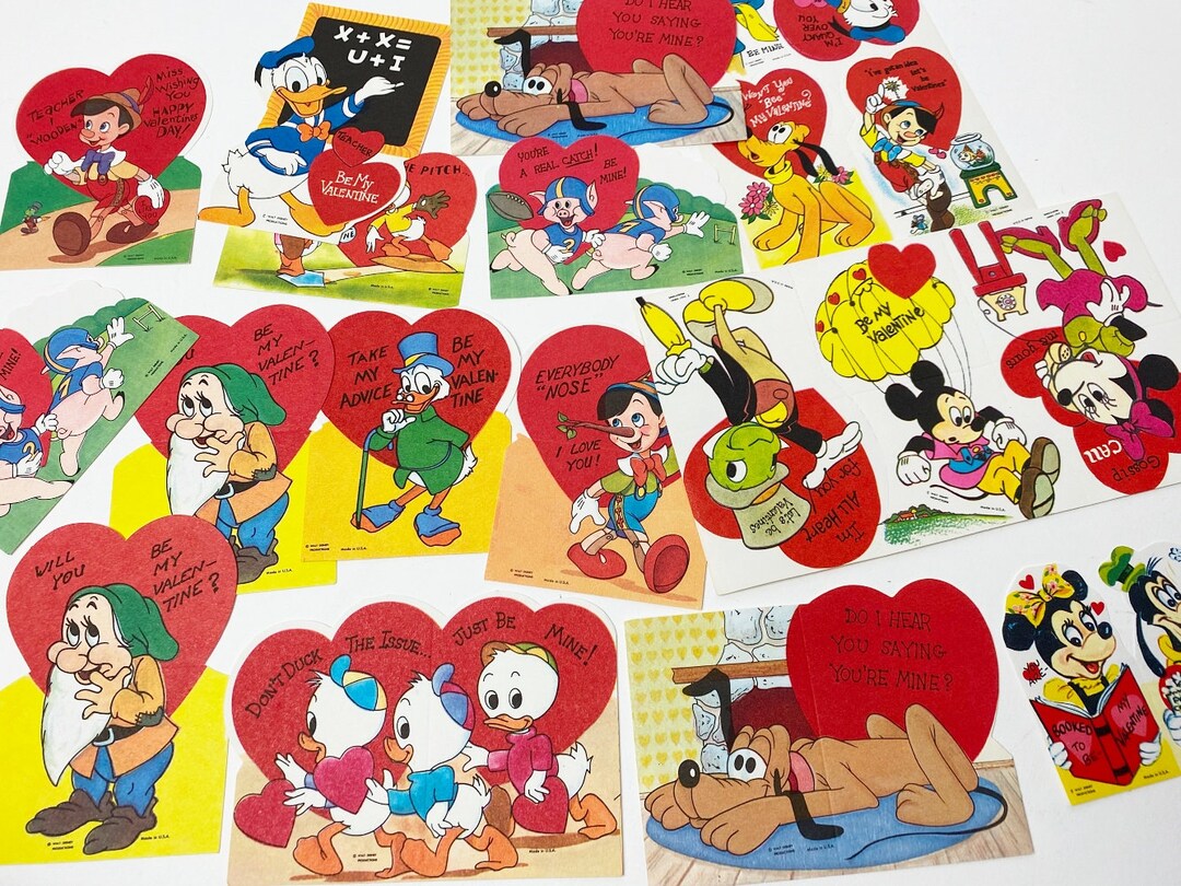 Vintage Disney Valentine Cards Donald Duck & His Pals Jiminy Cricket ...