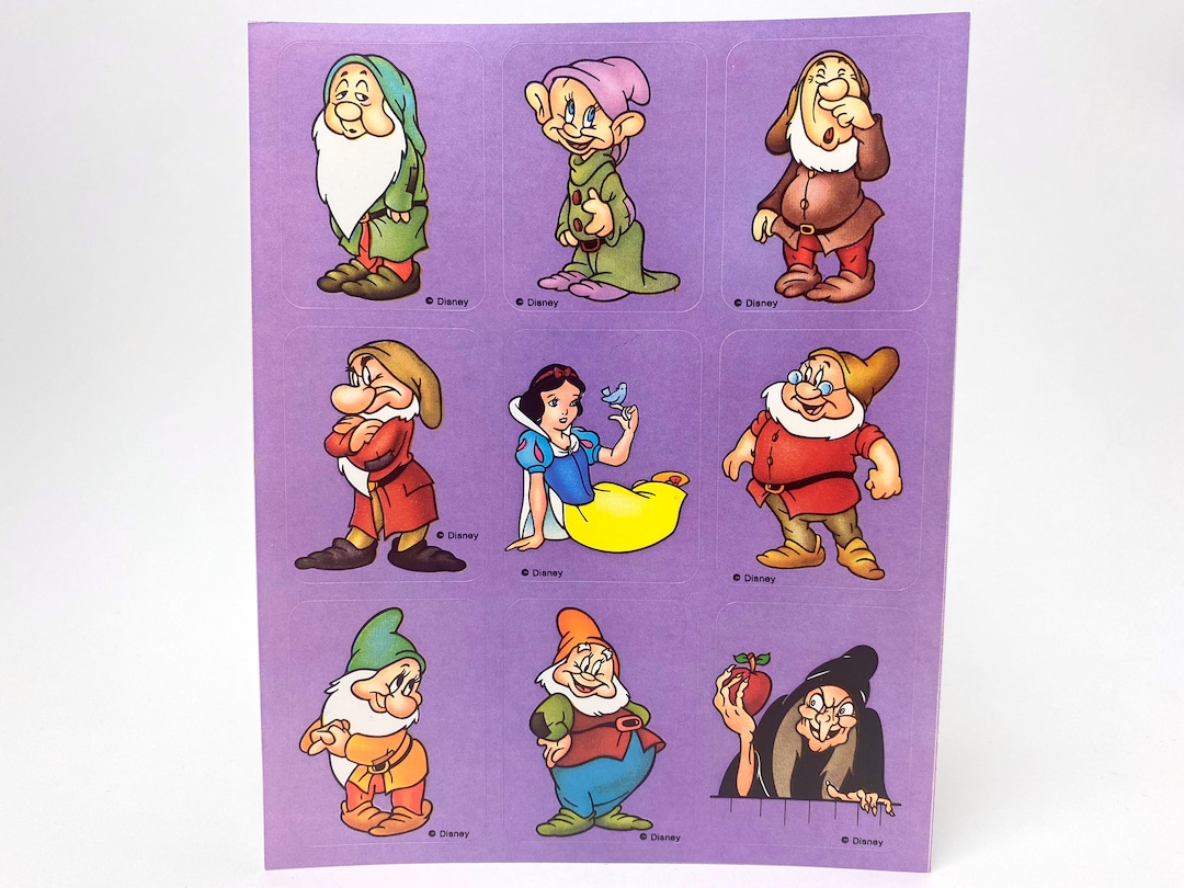 Vintage Snow White And The Seven Dwarfs Sticker Sheet Gibson Greetings