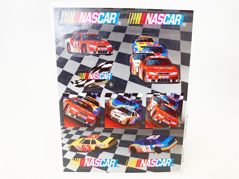Vintage NASCAR Sticker Sheet - Hallmark Heartline - Racing Cars - Race ...
