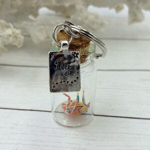 Key Chain With Origami Crane and Charm | Etsy