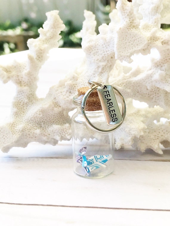 Key Chain With Origami Crane and Charm | Etsy