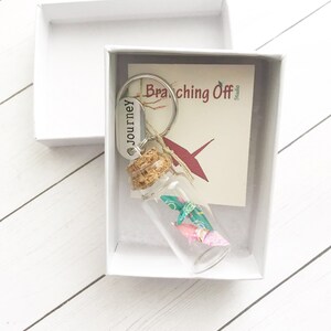 Key Chain With Origami Crane and Charm | Etsy