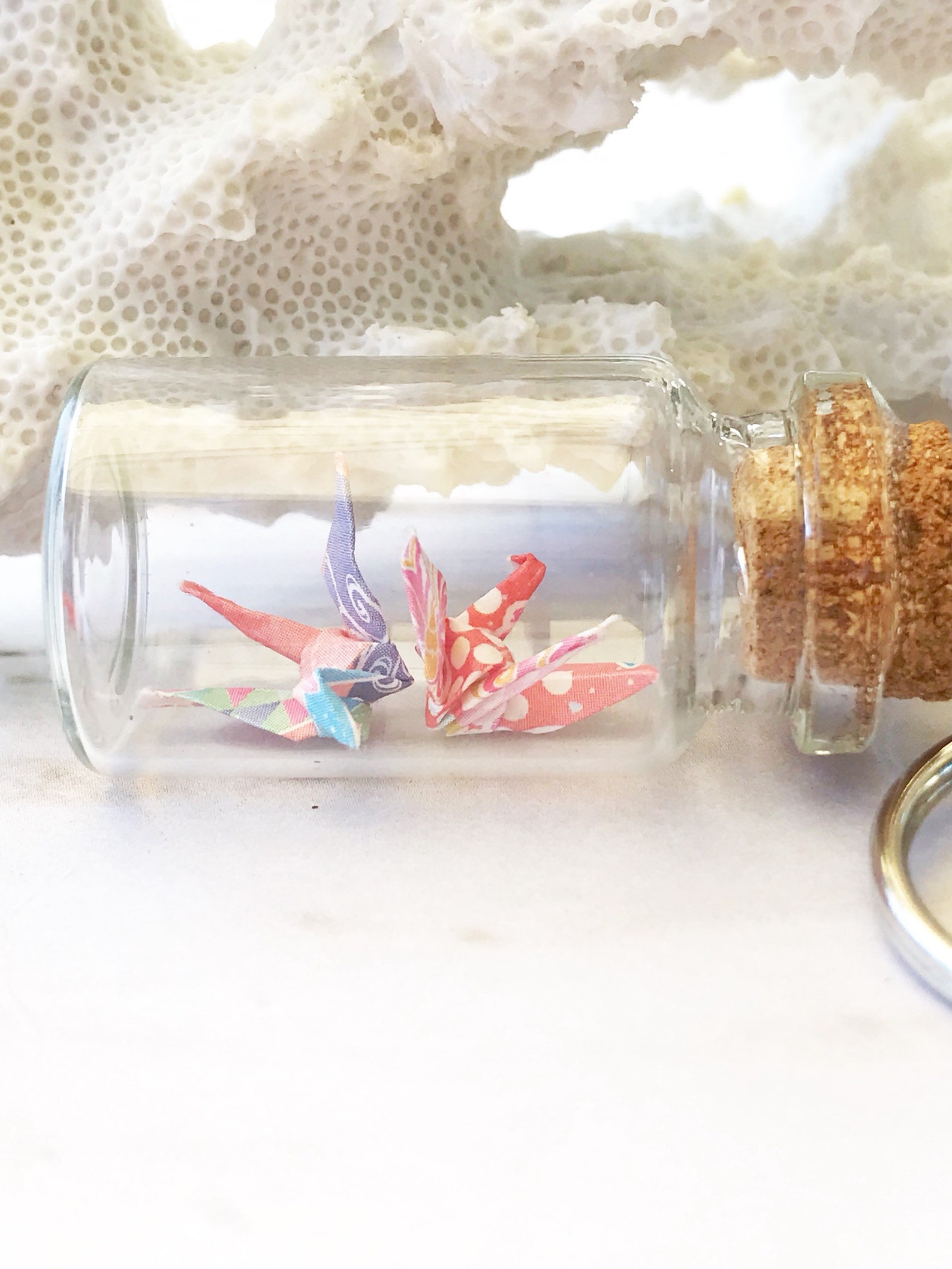 Key Chain With Origami Crane and Charm | Etsy