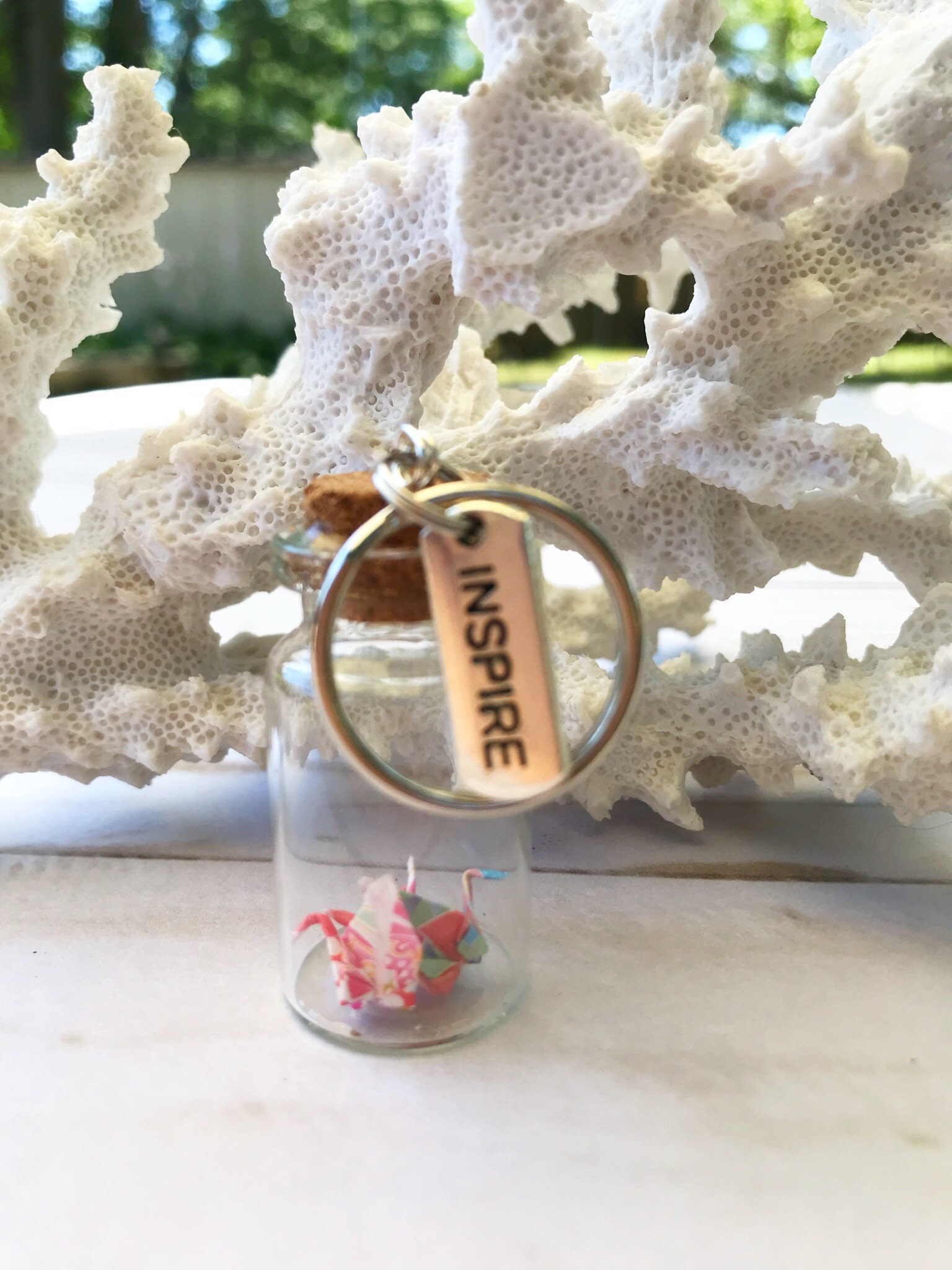 Key Chain With Origami Crane and Charm | Etsy