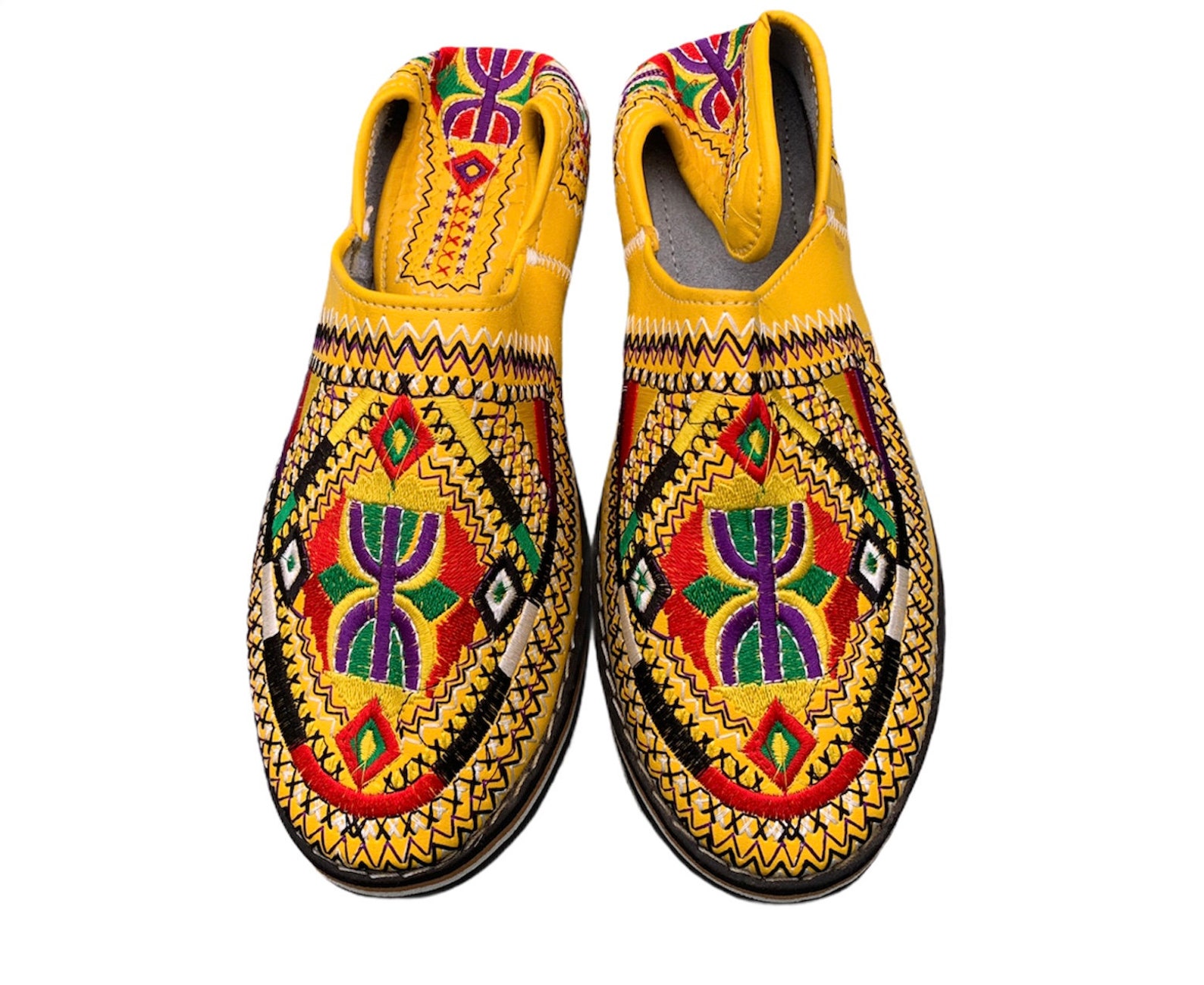 Moroccan Traditional Slippers, Embroidered Moroccan Babouche, Leather ...
