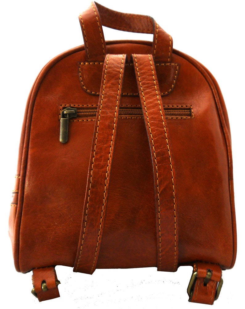 Mini LEATHER BACKPACK / RUCKSACK Rustic Handcrafted Leather Small Bag ...