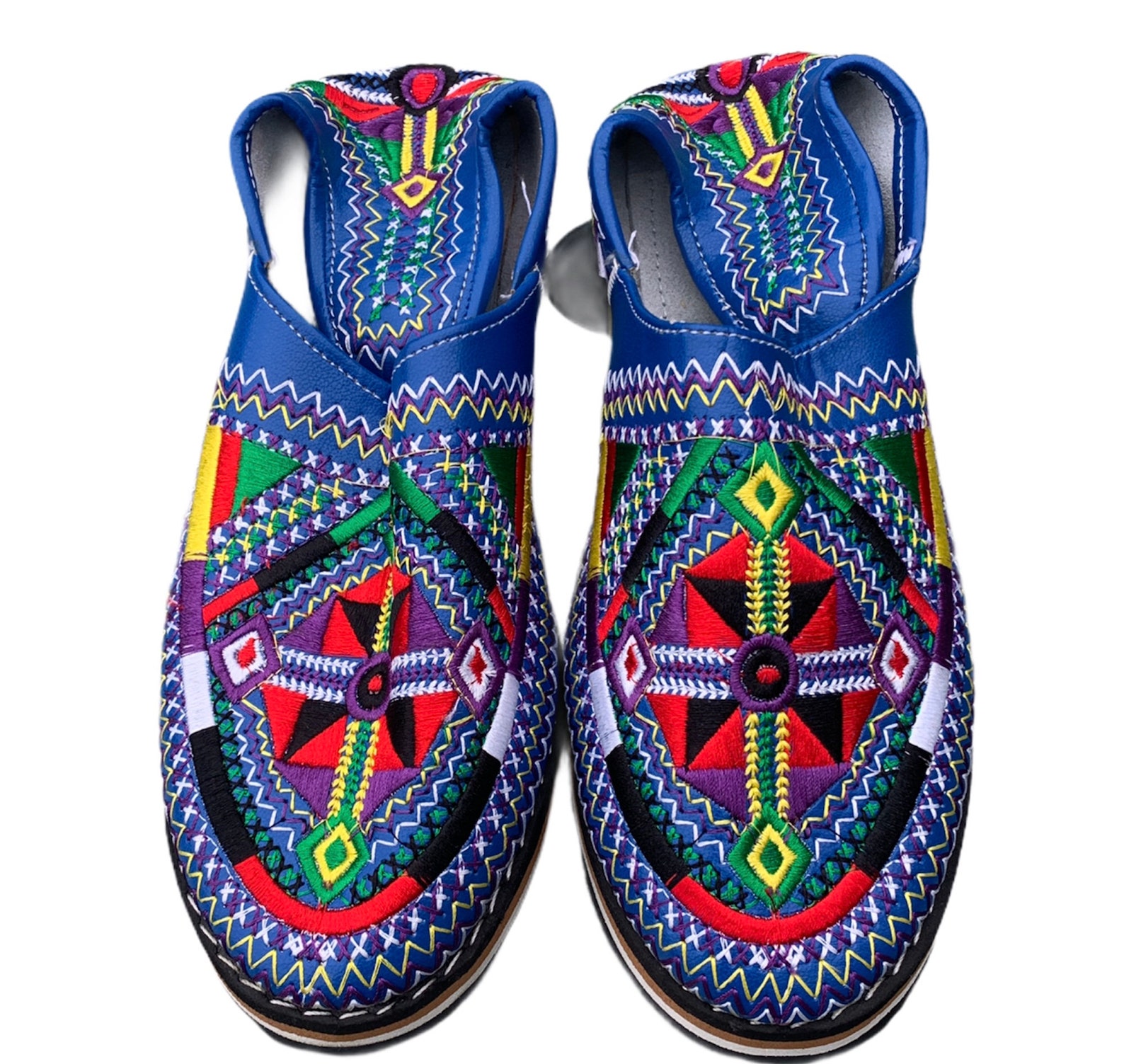 Moroccan Traditional Slippers, Embroidered Moroccan Babouche, Leather ...
