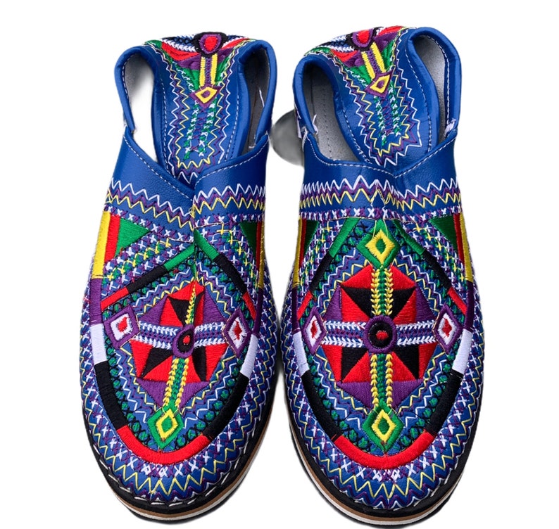 Moroccan Traditional Slippers, Embroidered Moroccan Babouche, Leather ...