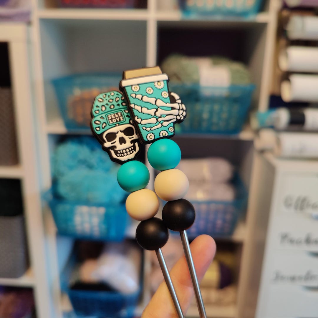 Skull and Coffee Amigurumi Sewing Sticks, Halloween Themed Sewing ...