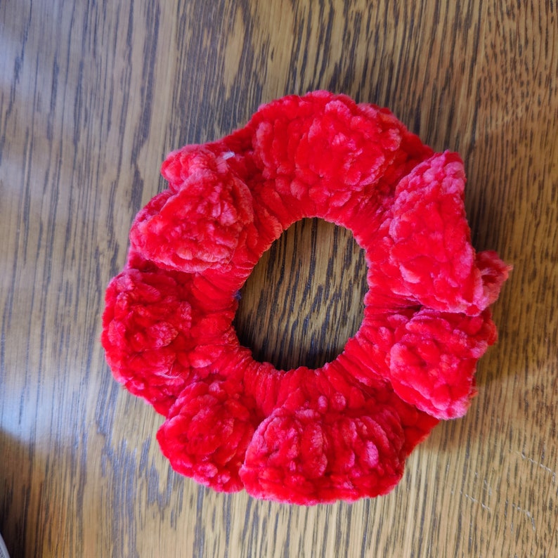 Valentine's Day Velvet Crochet Hair Scrunchies 3-pack, Handmade ...