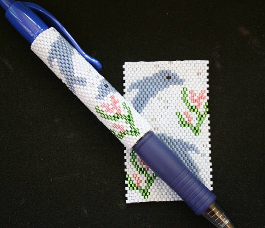 Dolphins Even Count Peyote Pen Cover - Etsy UK