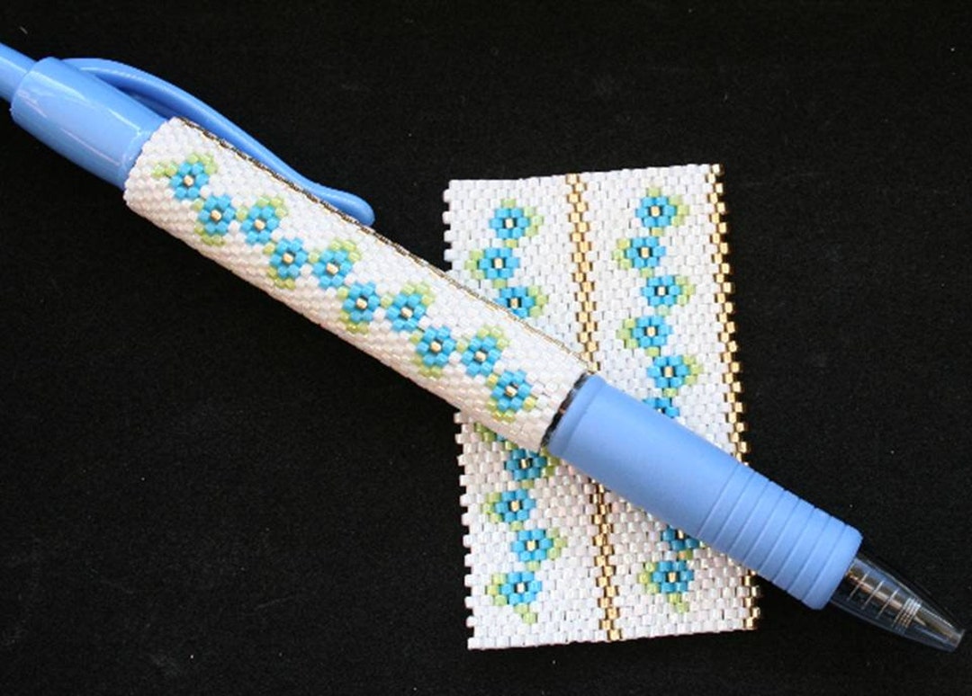 Forget-me-not Even Count Peyote Pen Cover - Etsy