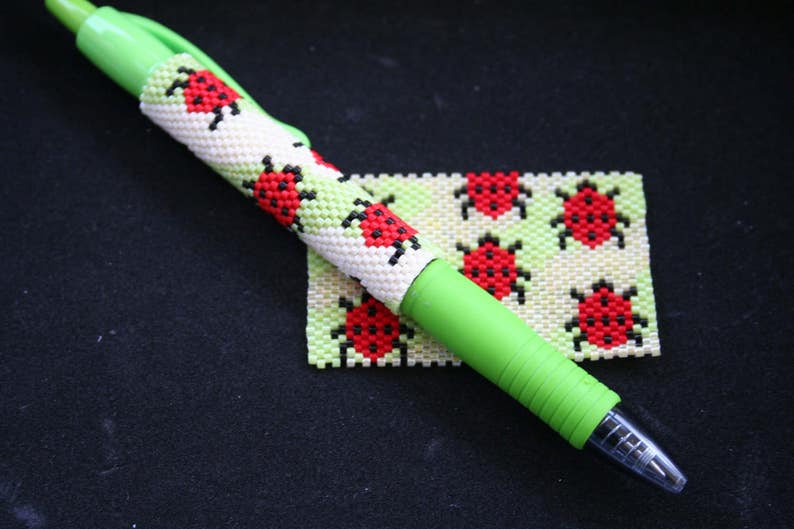 Ladybug Even Count Peyote Pen Cover - Etsy UK
