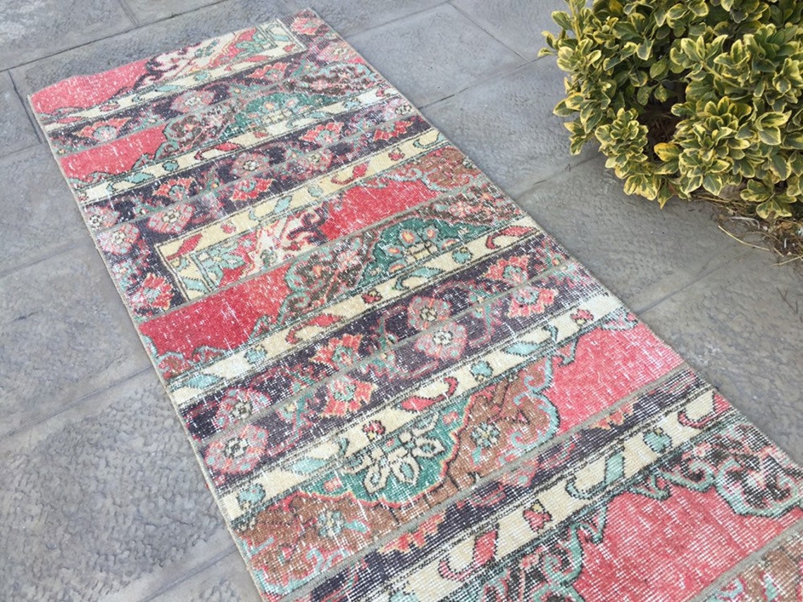 Muted Red Color Patchwork Rug Runner Decorative Home Decor - Etsy