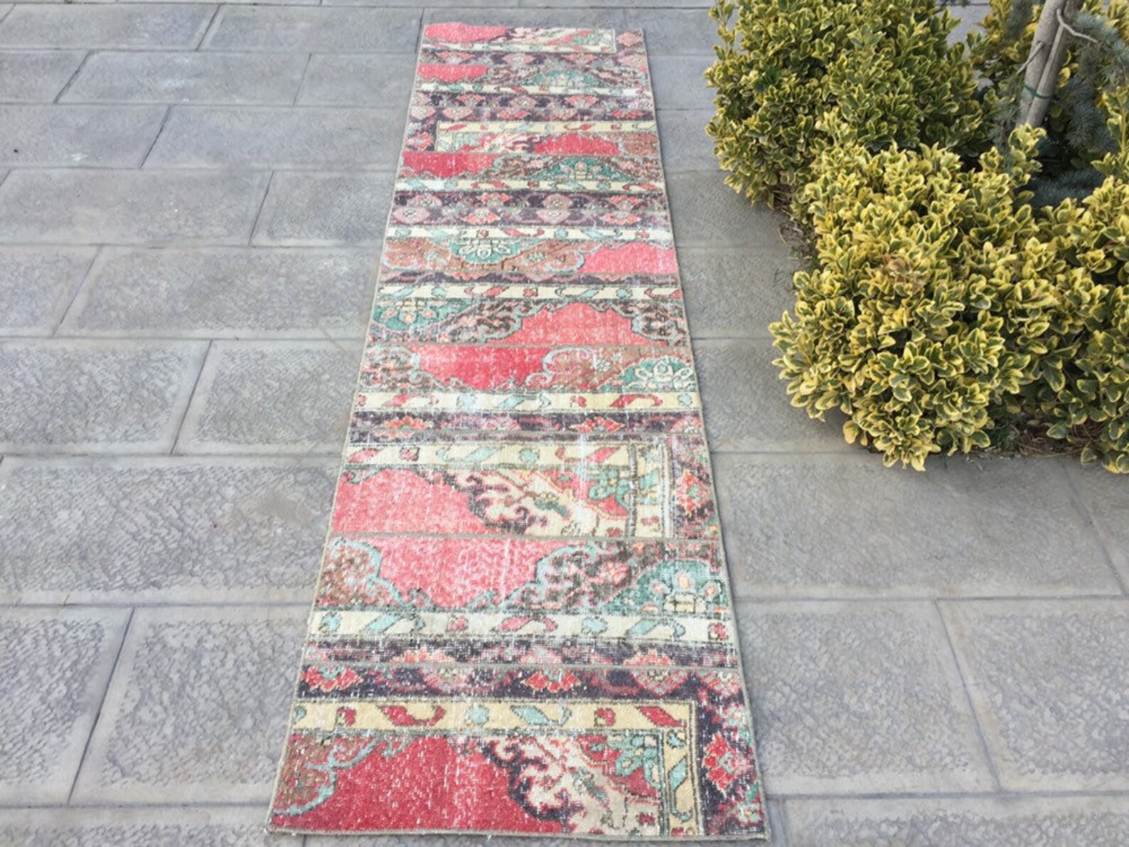 Muted Red Color Patchwork Rug Runner Decorative Home Decor - Etsy