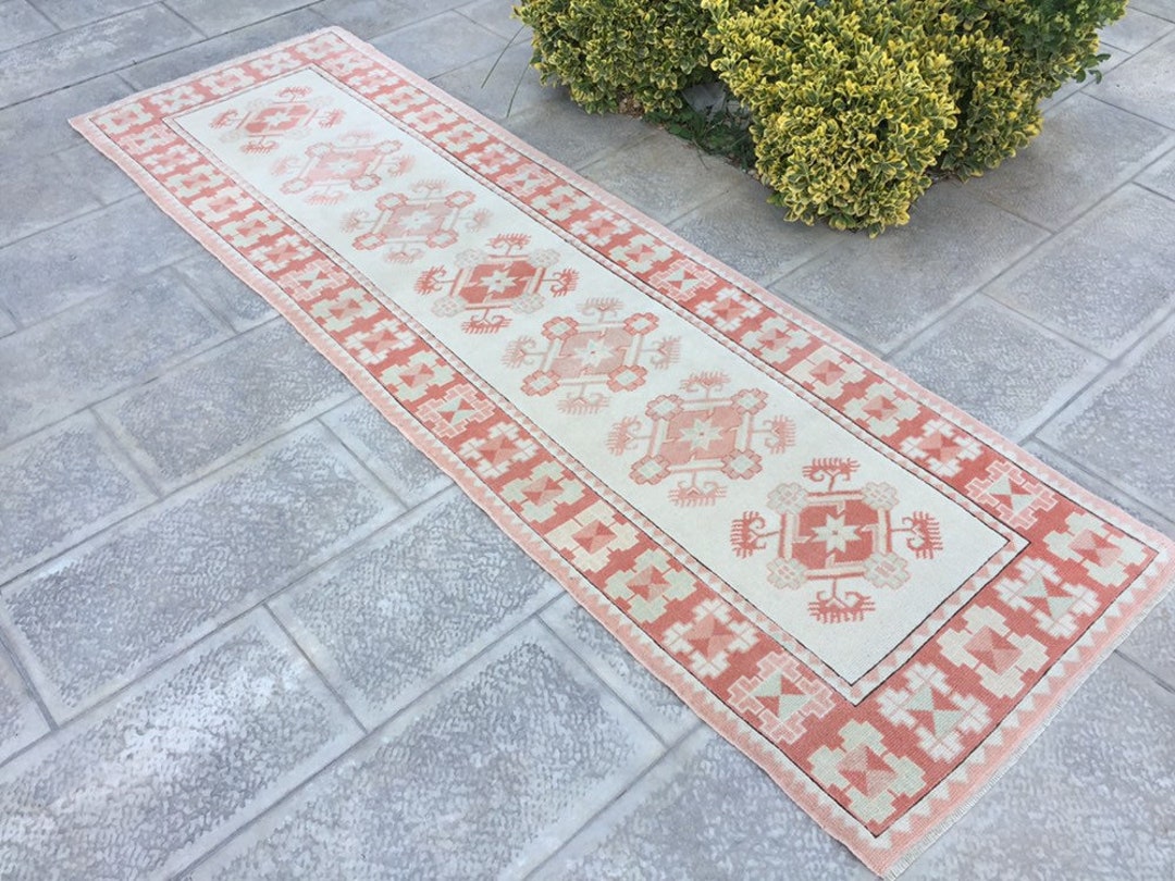 Vintage Carpet Rug Runner, Handspun Carpet Wool Runner, Muted Soft Rug ...