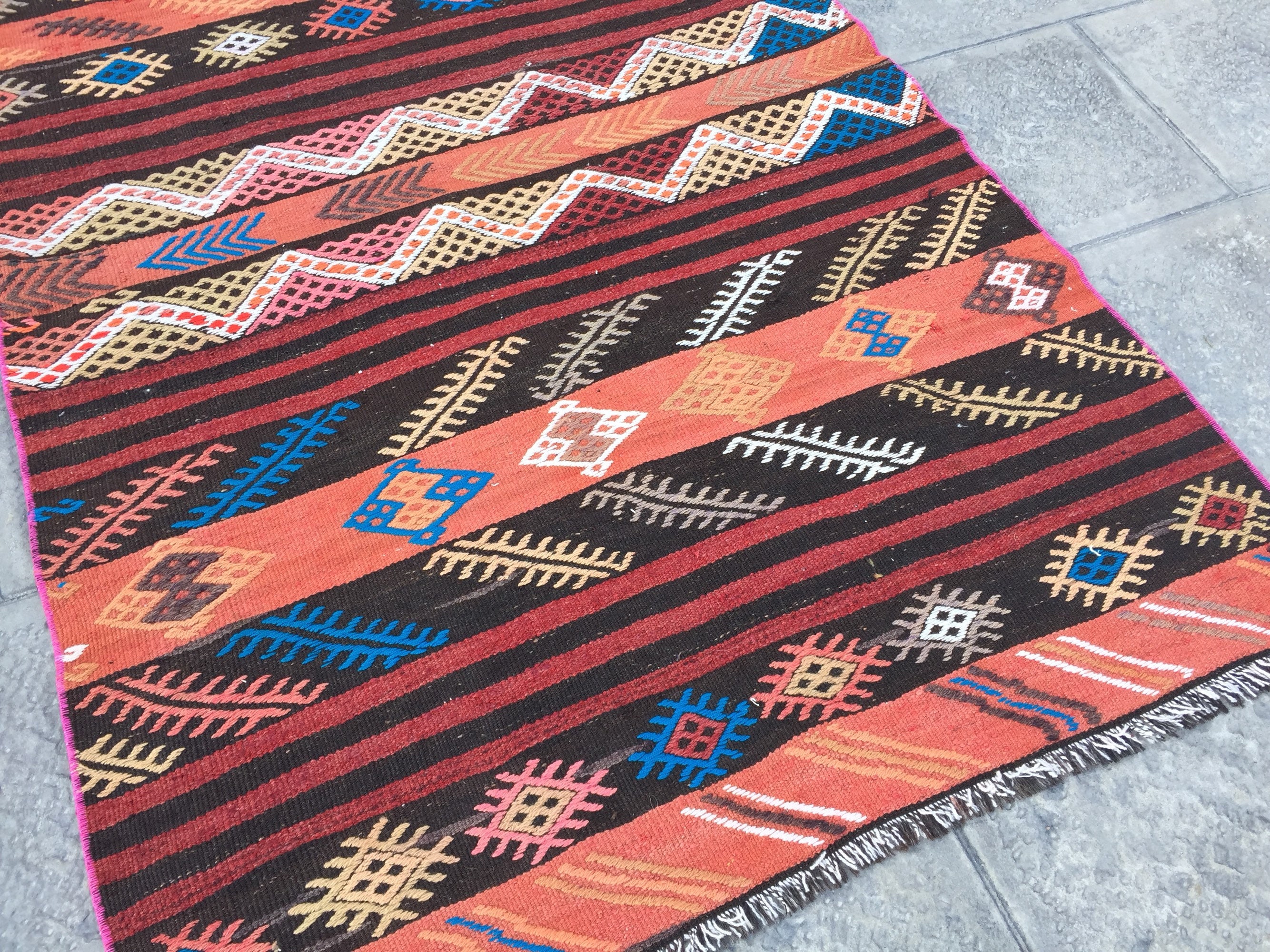 3.1 X 5 ft Bohemian kilim rug Kitchen rug Turkish kilim rug | Etsy