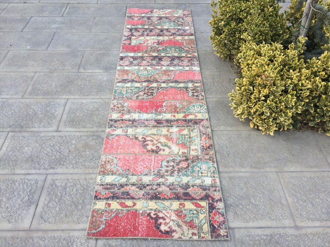 Muted Red Color Patchwork Rug Runner Decorative Home Decor - Etsy