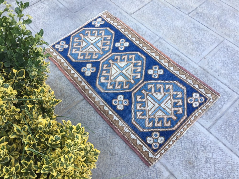 Small Rug Blue Rug Wool Rug Bath Rugs Carpet Rug Bath | Etsy