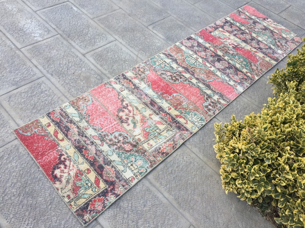 Muted Red Color Patchwork Rug Runner Decorative Home Decor - Etsy