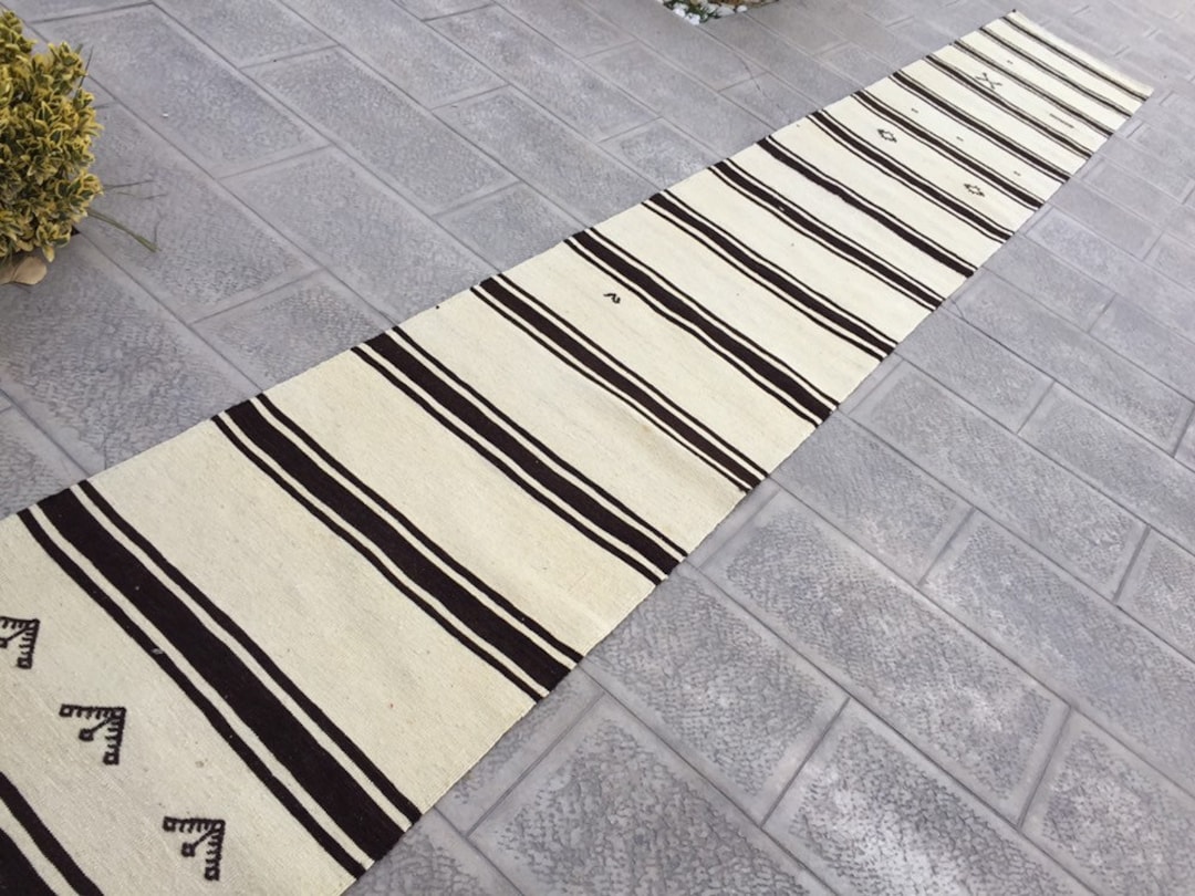 Kilim Runner Kilim Rug Lonn Runner Natural Cream Wool - Etsy