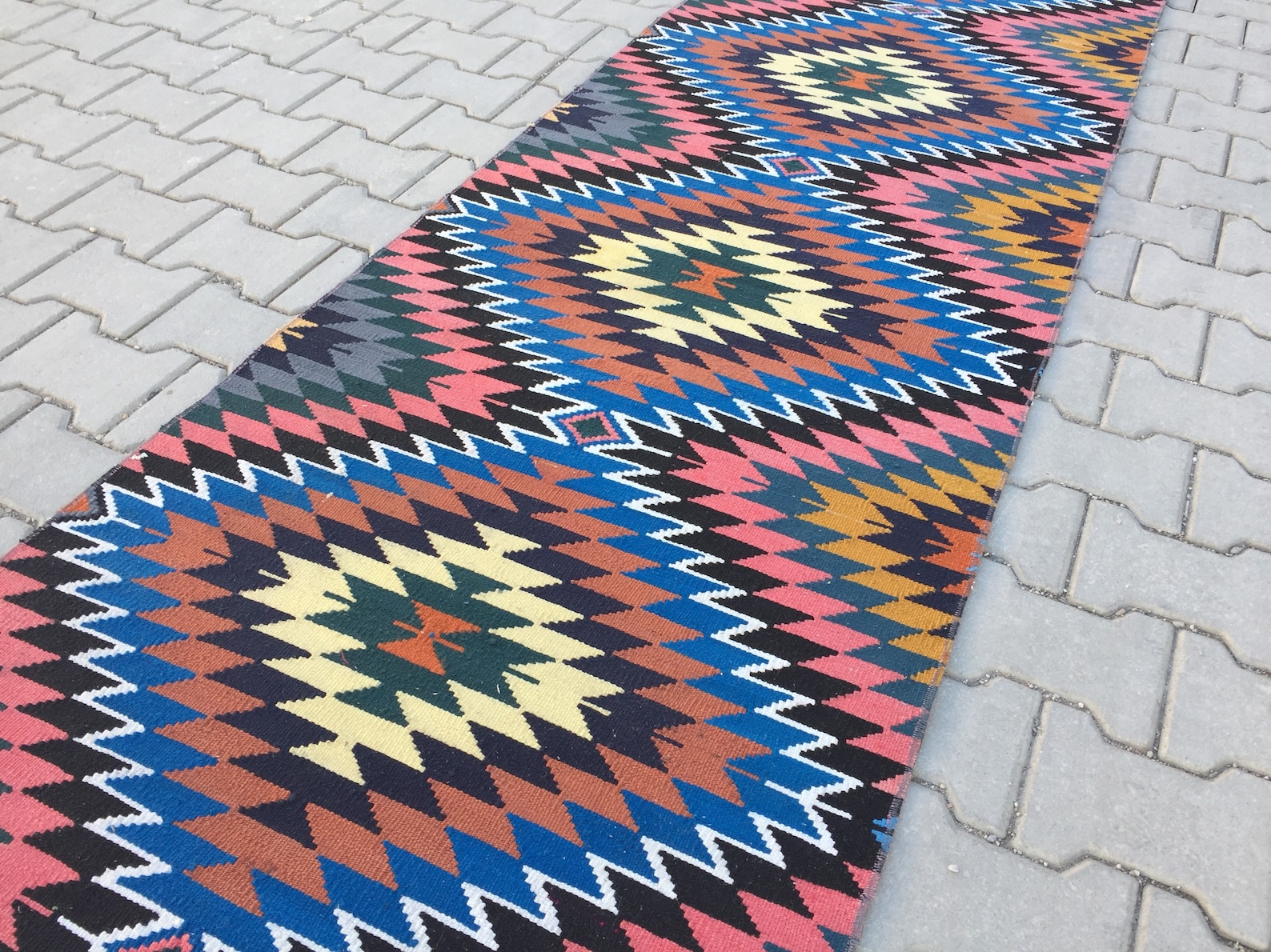 Rug RUNNER Blue Rug Blue Kilim Rug Runner Boho Rug | Etsy