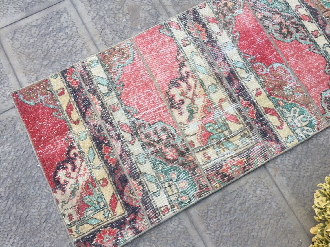 Muted Red Color Patchwork Rug Runner Decorative Home Decor - Etsy