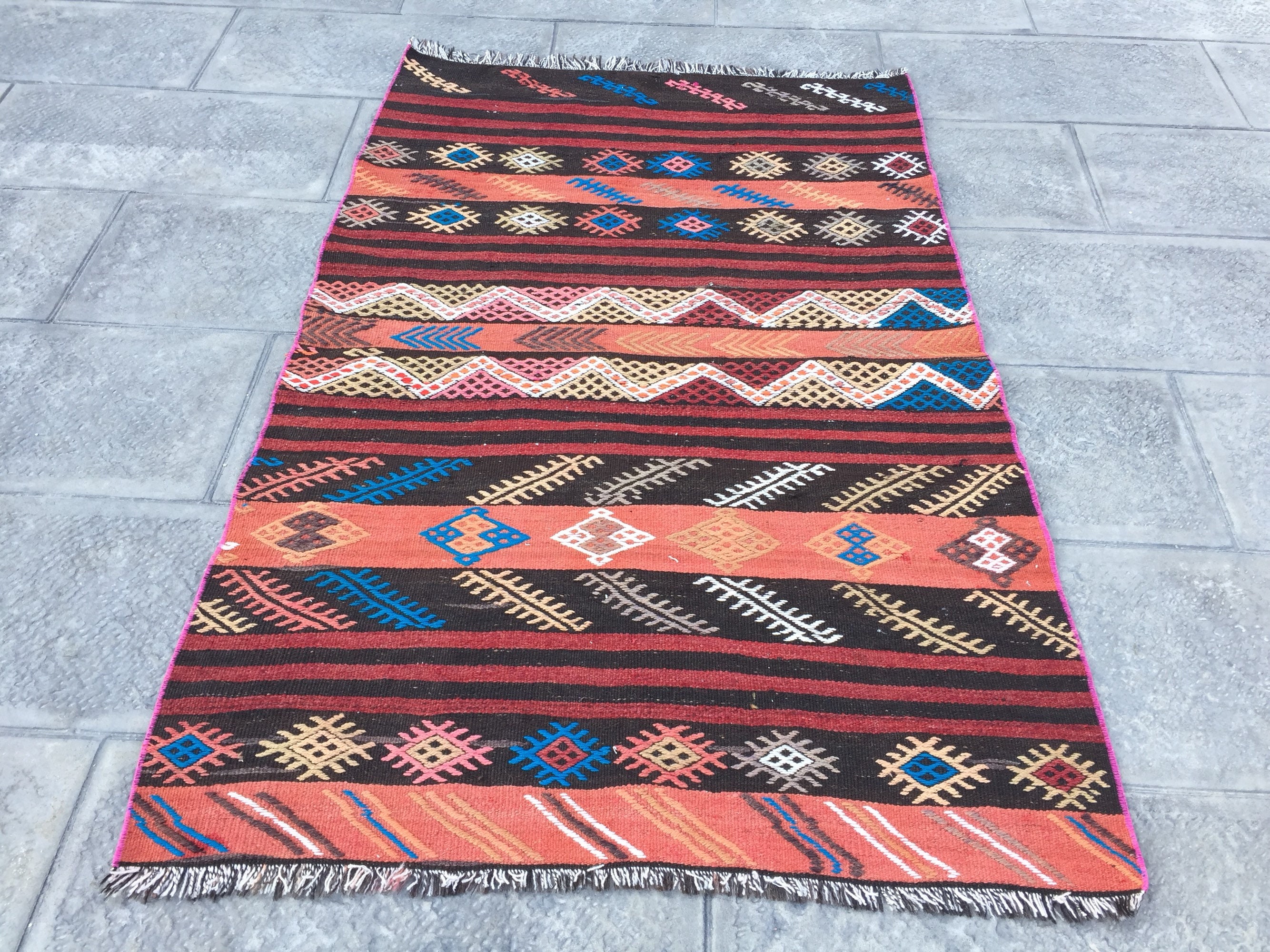 3.1 X 5 ft Bohemian kilim rug Kitchen rug Turkish kilim rug | Etsy