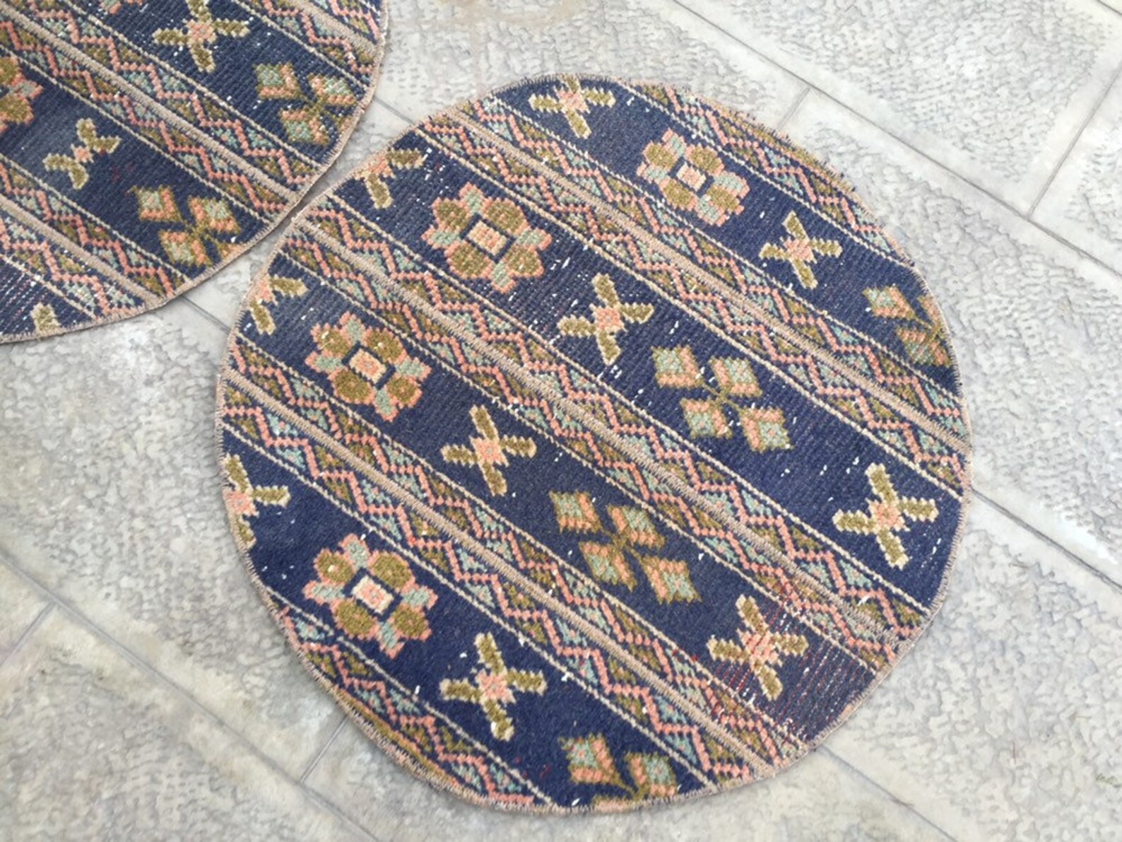 Two Same Rugs Round Rug Handmade Home Decor Bath Mat | Etsy