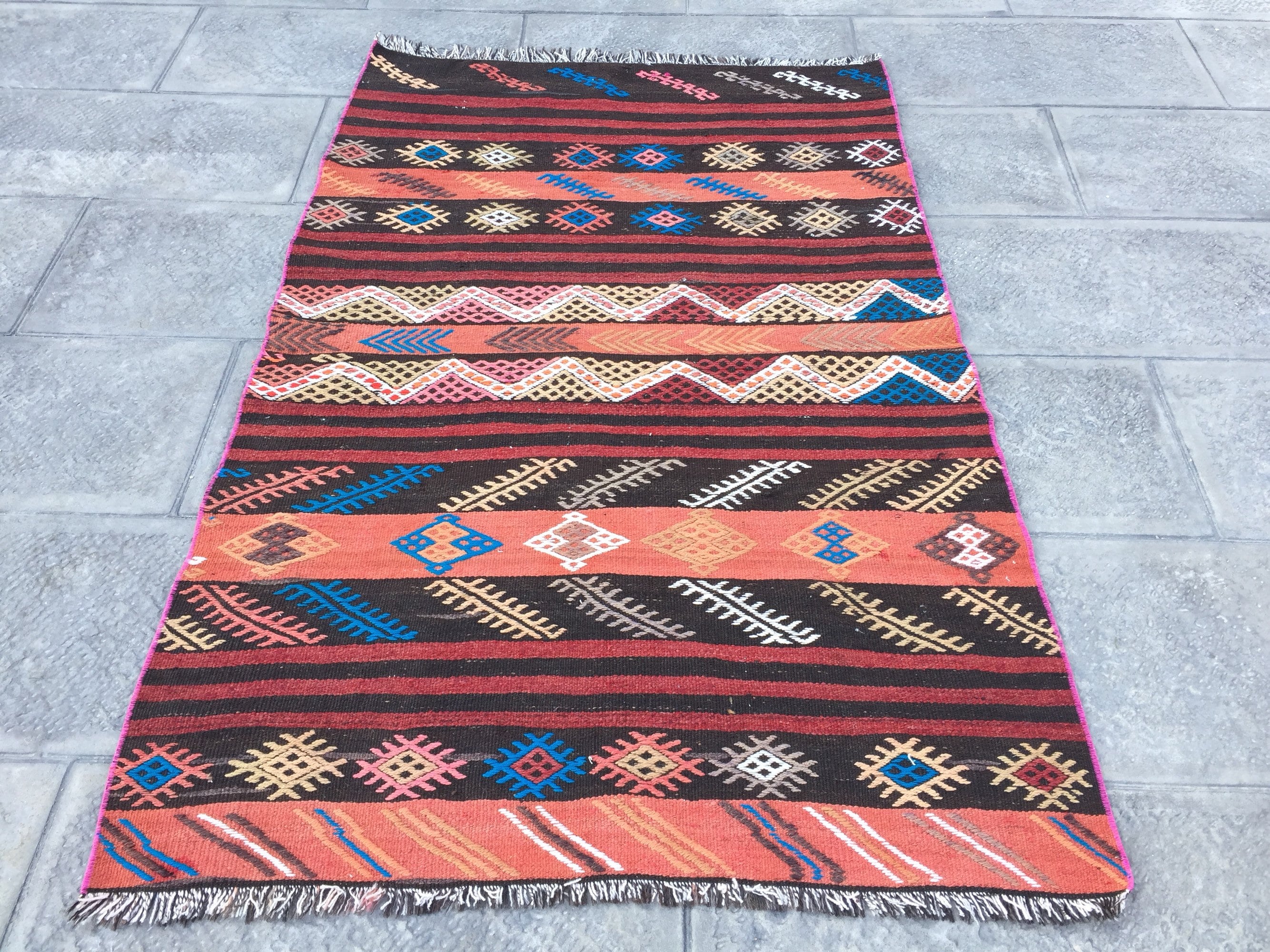 3.1 X 5 ft Bohemian kilim rug Kitchen rug Turkish kilim rug | Etsy