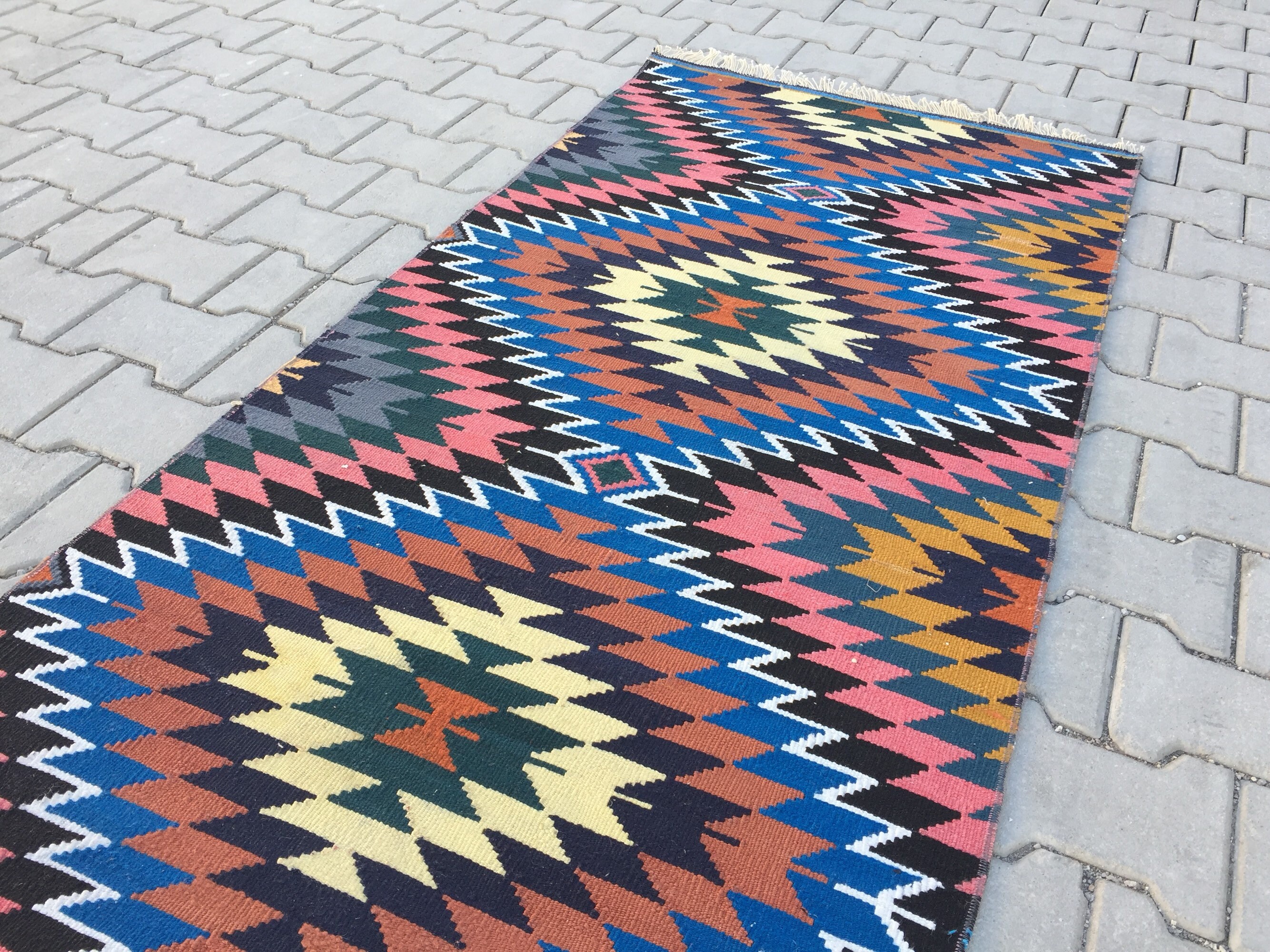 Rug RUNNER Blue Rug Blue Kilim Rug Runner Boho Rug | Etsy