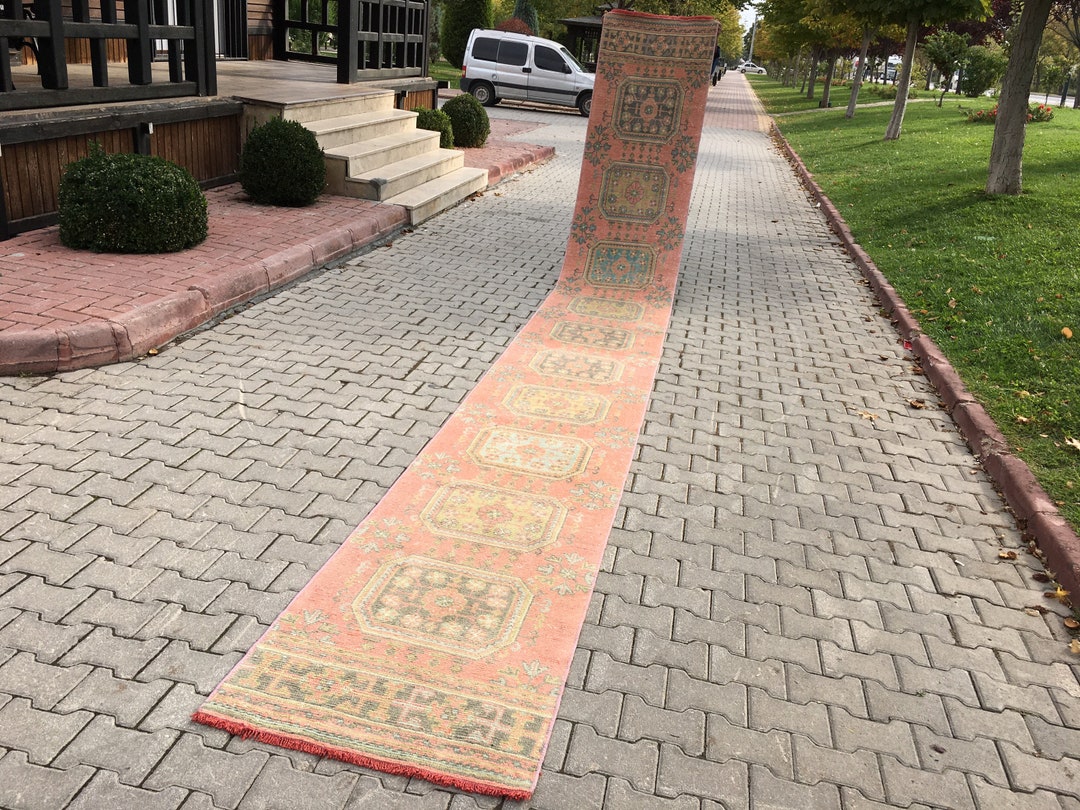 Extra Long Rug Runer Oushak Rug Runner Muted Soft Color - Etsy