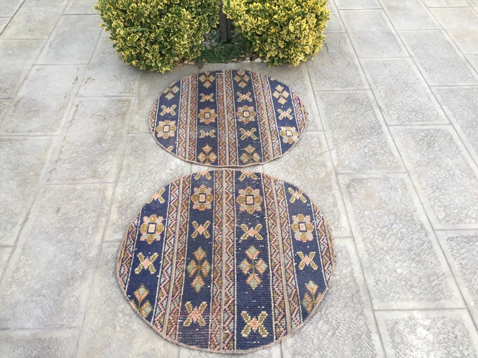 Two Same Rugs Round Rug Handmade Home Decor Bath Mat | Etsy