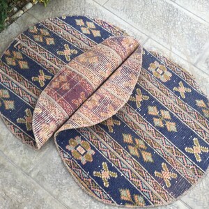 Two Same Rugs, Round Rug, Handmade Home Decor Bath Mat, Patchwork ...
