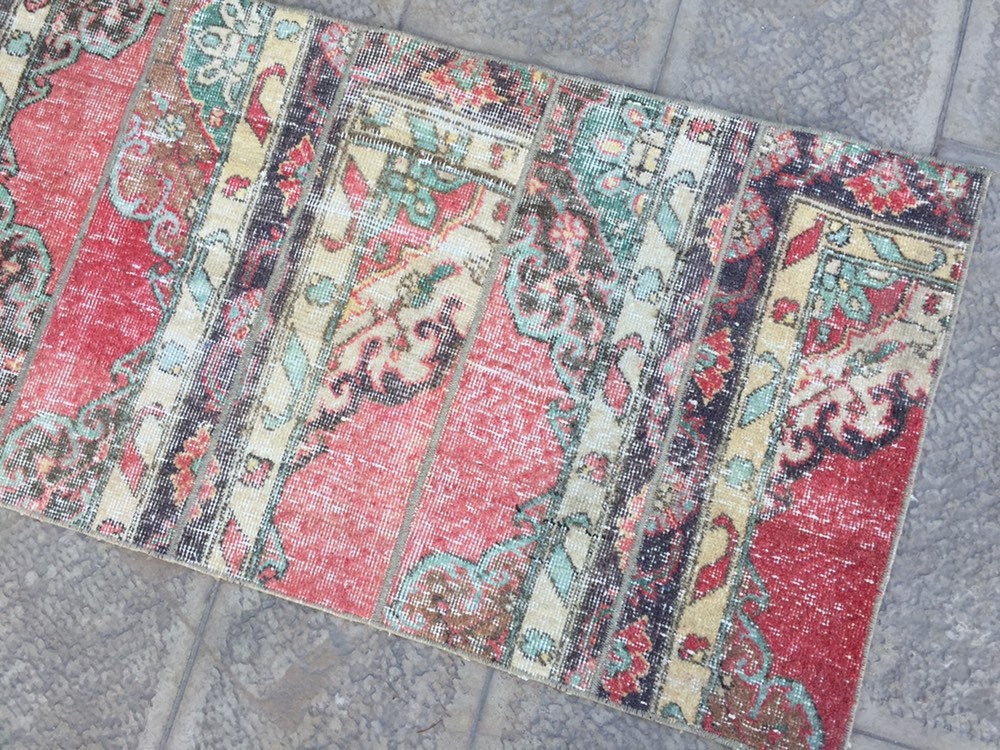 Muted Red Color Patchwork Rug Runner Decorative Home Decor - Etsy