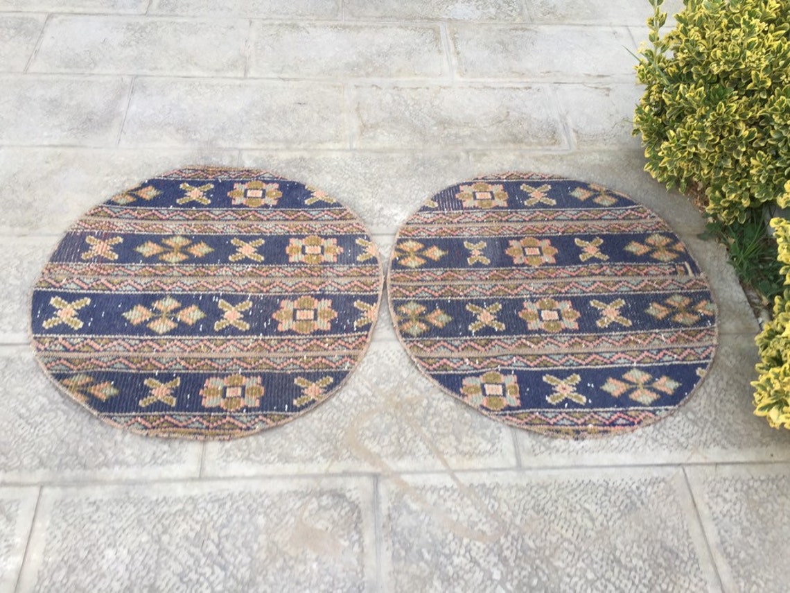 Two Same Rugs Round Rug Handmade Home Decor Bath Mat | Etsy