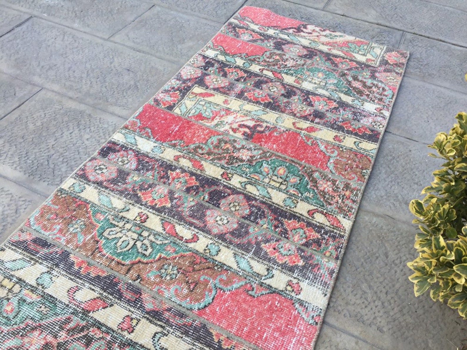 Muted Red Color Patchwork Rug Runner Decorative Home Decor - Etsy