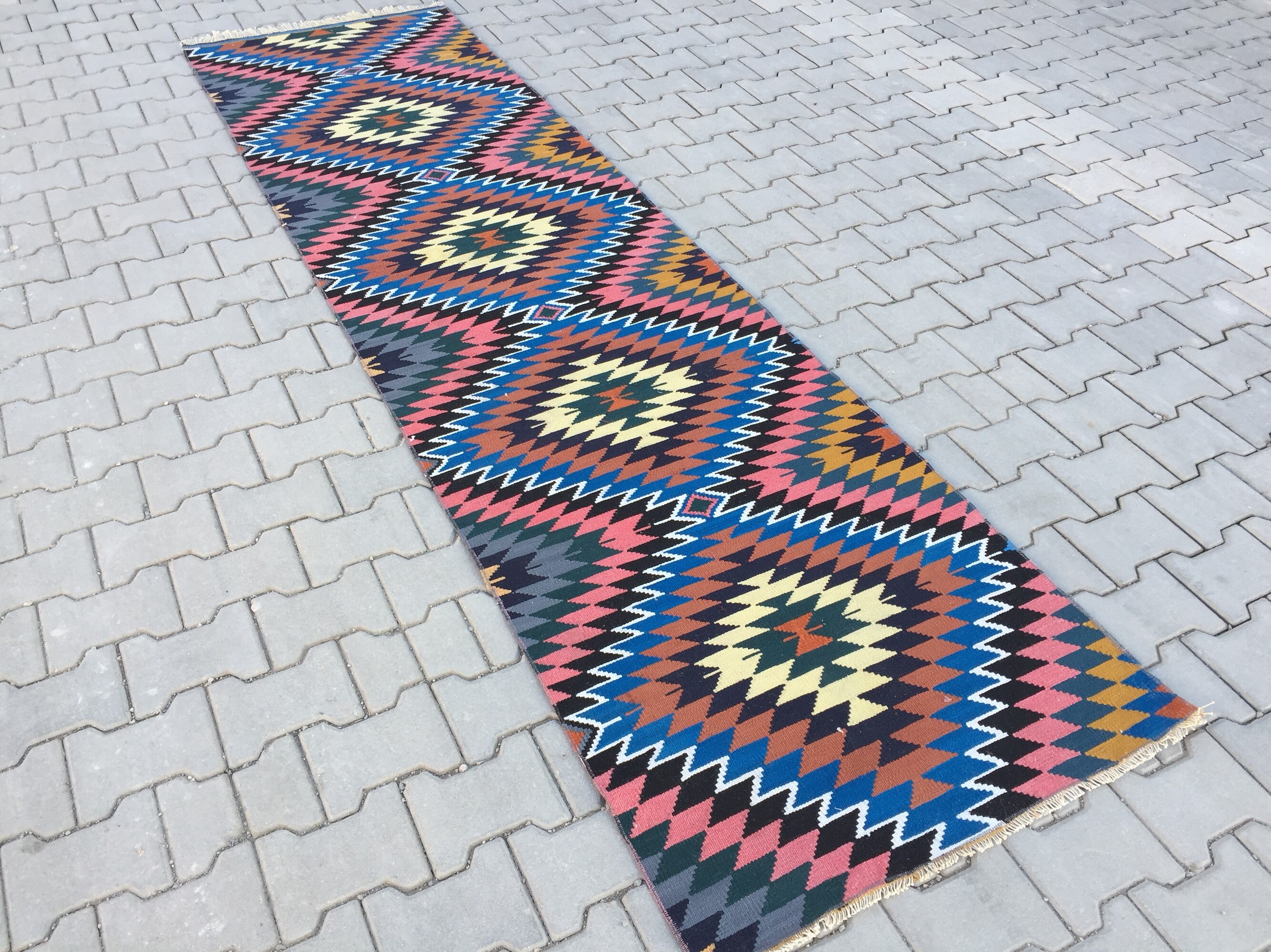 Rug RUNNER Blue Rug Blue Kilim Rug Runner Boho Rug | Etsy