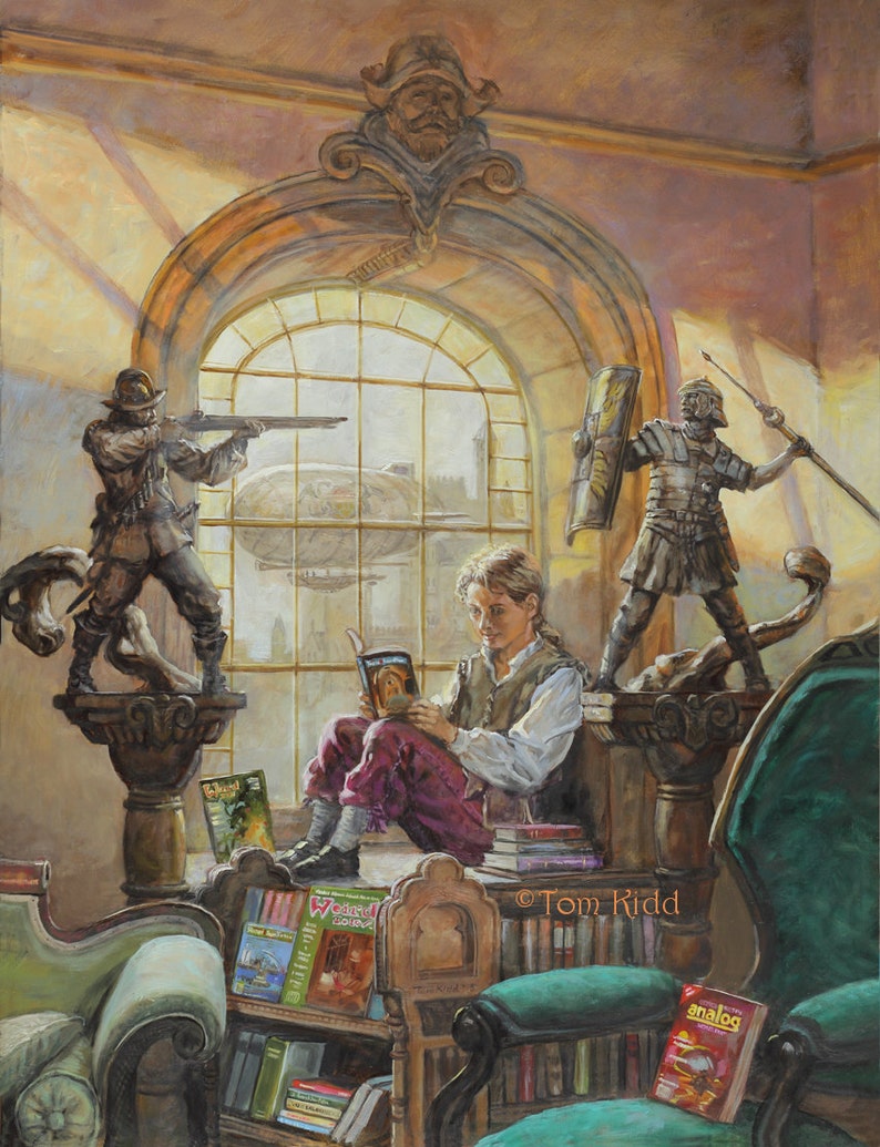 Avid Reader (print), Science Fiction, Art, Tom Kidd, Gnemo - Etsy