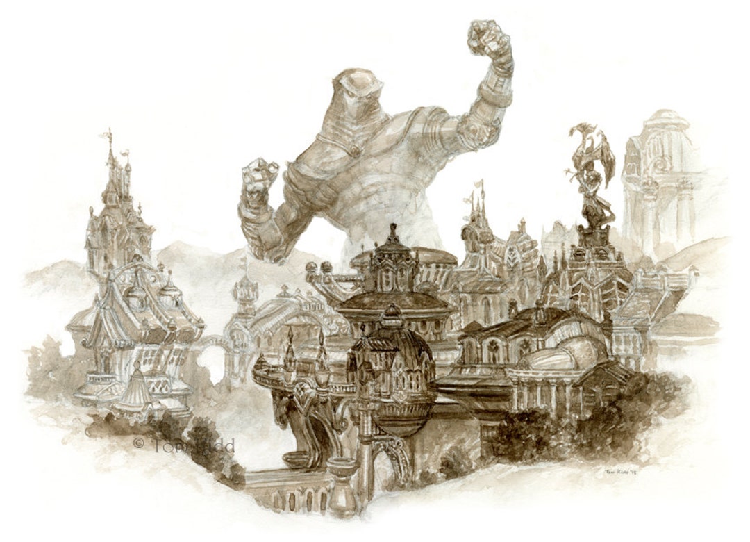Robot Menace (watercolor), Science Fiction Art, Tom Kidd - Etsy